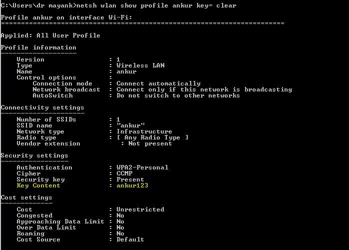 Trick to Know WiFi Password Saved in Your PC Using Cmd
